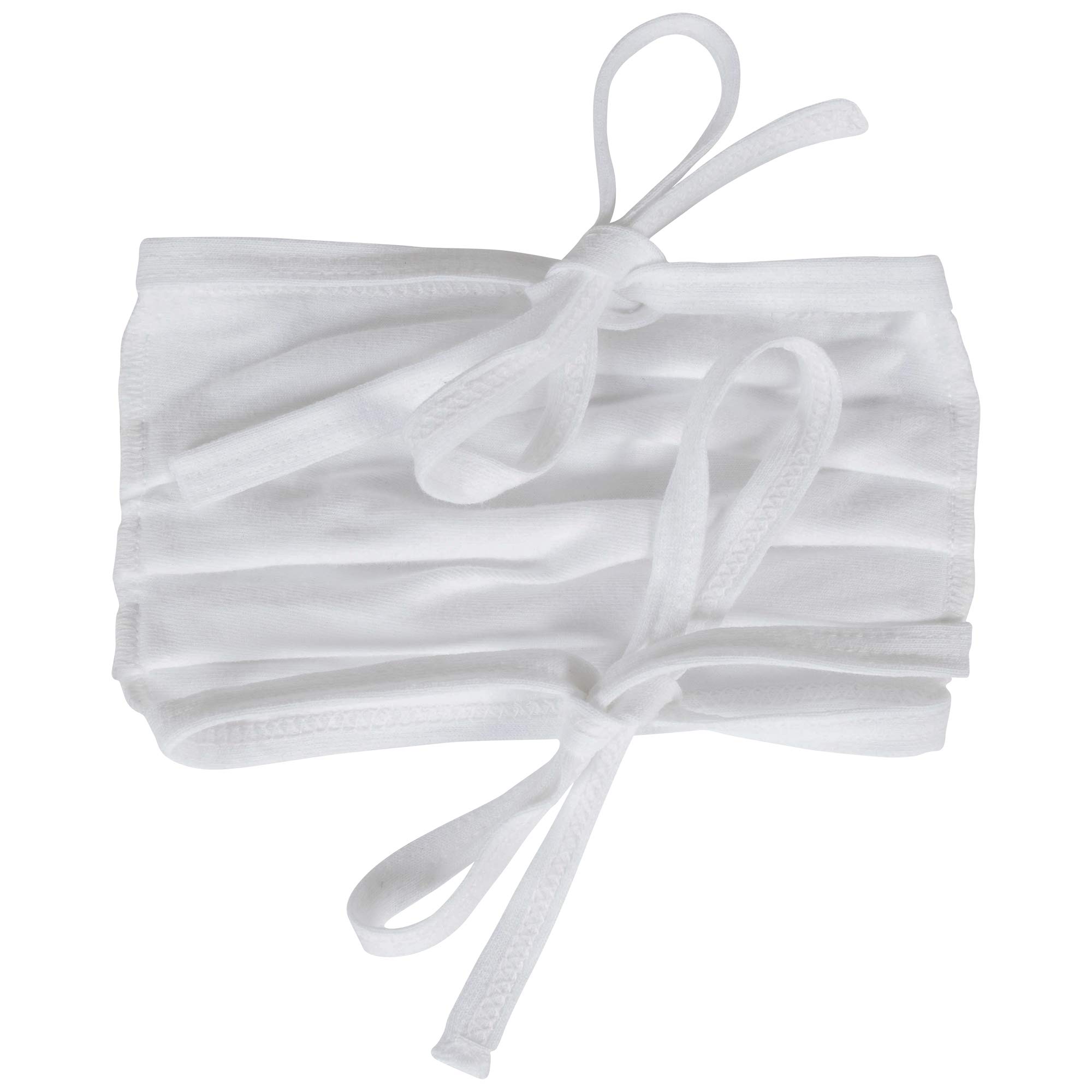 Gildan Adult Reusable 3-Layer Tie-On Cotton Face Mask (48 Pack), White (48 Pack), Adult: 6.5" x 7" (13" straps)