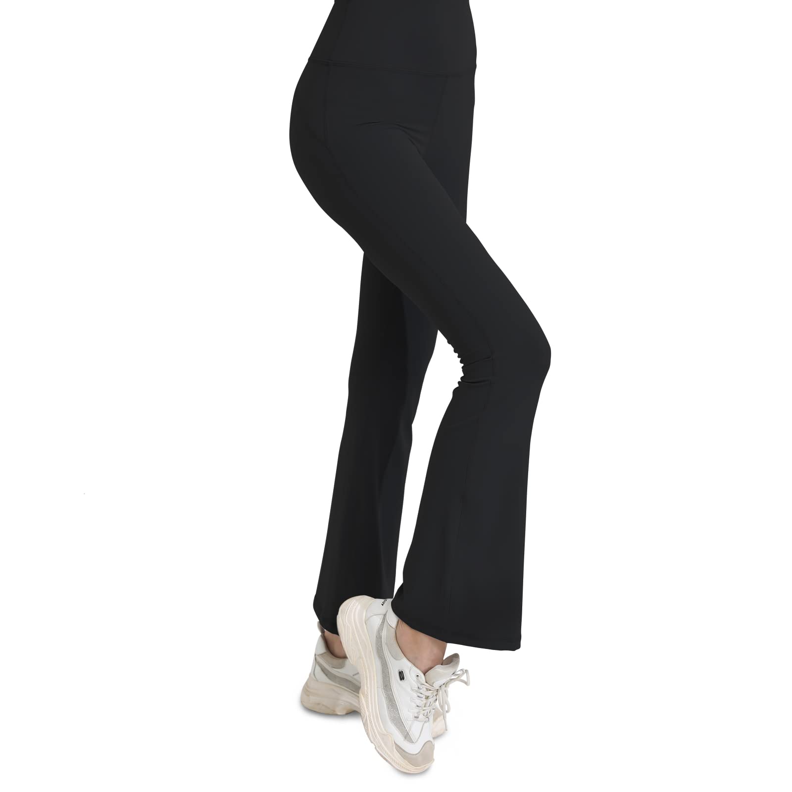 Kickticks Flare Yoga Pants with Pockets for Women Bootcut Leggings - High Waisted Bootleg Pants Tummy Control Compression XL Black
