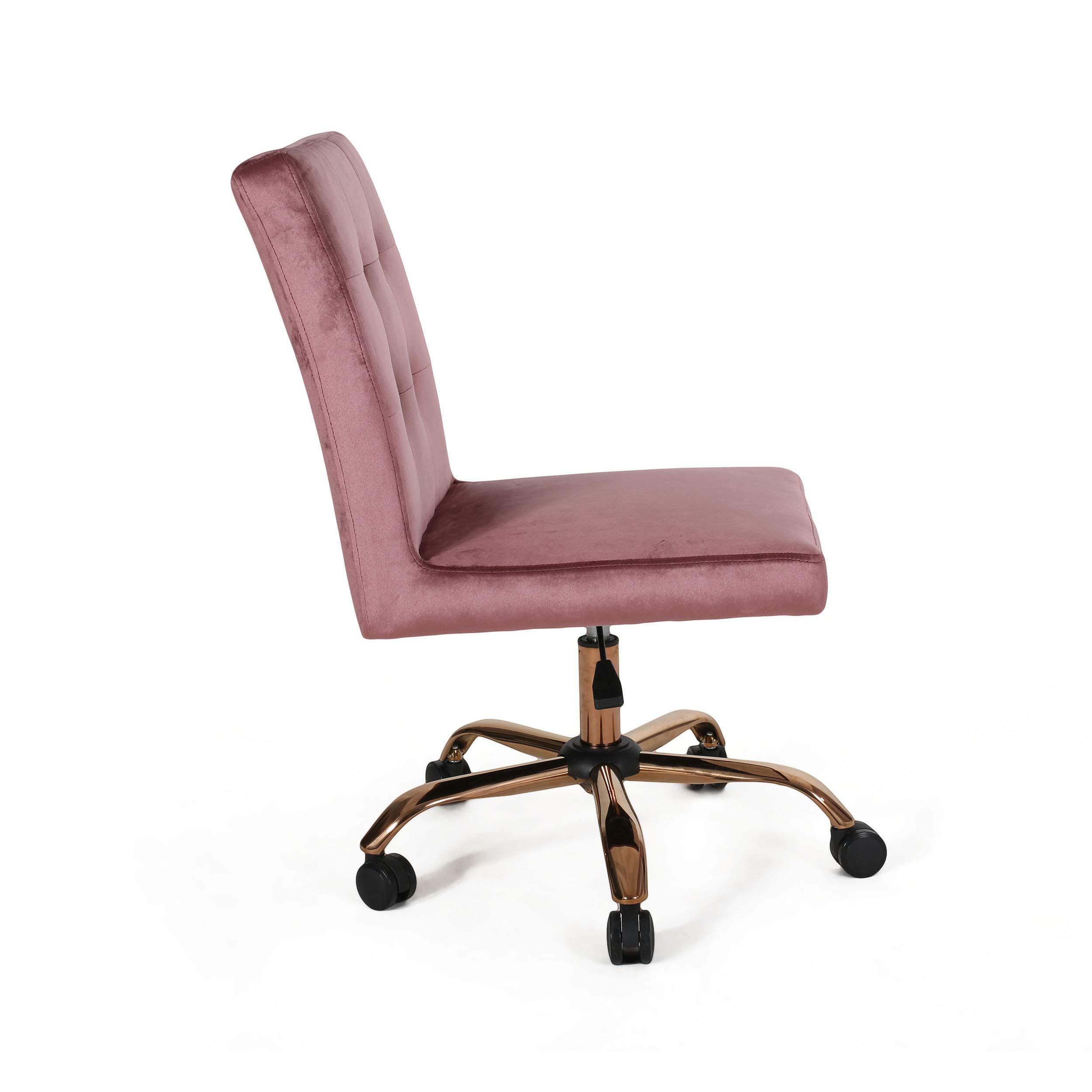 GDFStudio Glam Tufted Home Office Chair with Swivel Base, Black and Rose Gold Finish