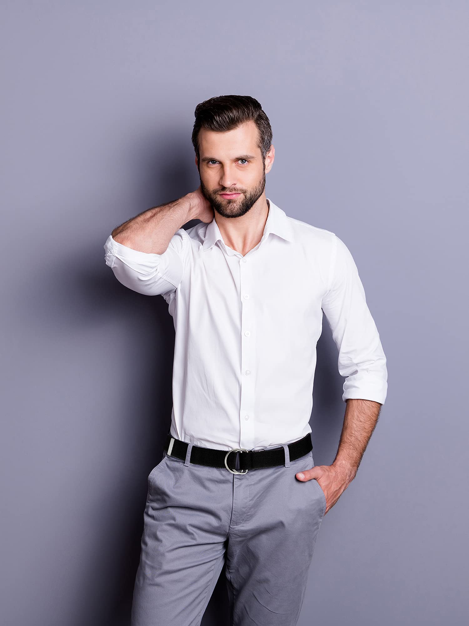 Geyoga 5 Pieces Canvas Belts D Ring Web Belt for Men Women, Fabric Belt with Double Buckle for Pants Skirts Shirts Christmas Favor