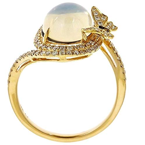 Gin & Grace 14K Yellow Gold Natural Ethiopian Opal Ring with Real Diamonds for Women | Ethically, authentically & organically sourced (Oval) Shaped Opal Hand-Crafted Jewelry for her