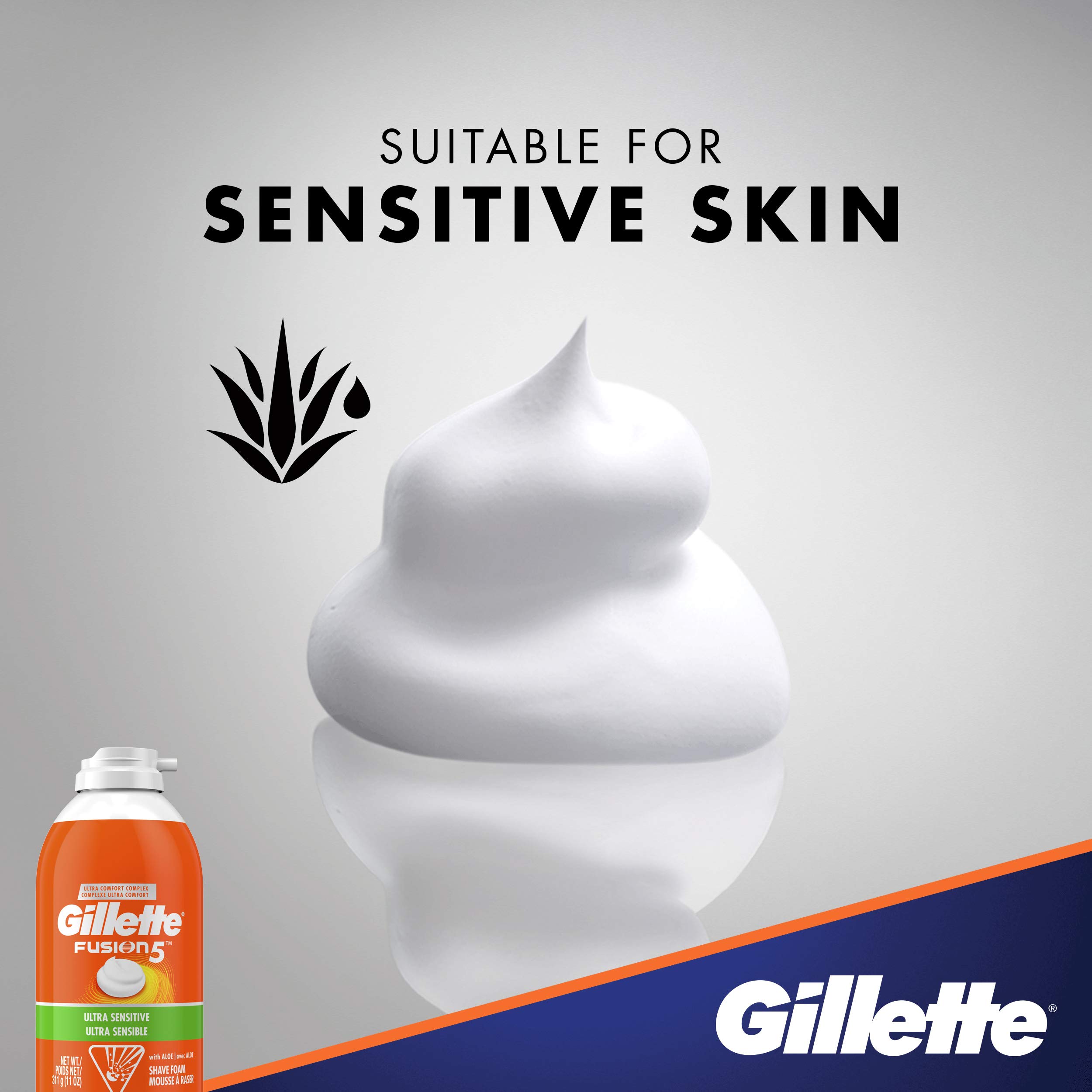 Gillette Fusion5 Ultra Sensitive Shave Foam, 11 Ounce (Pack Of 3)
