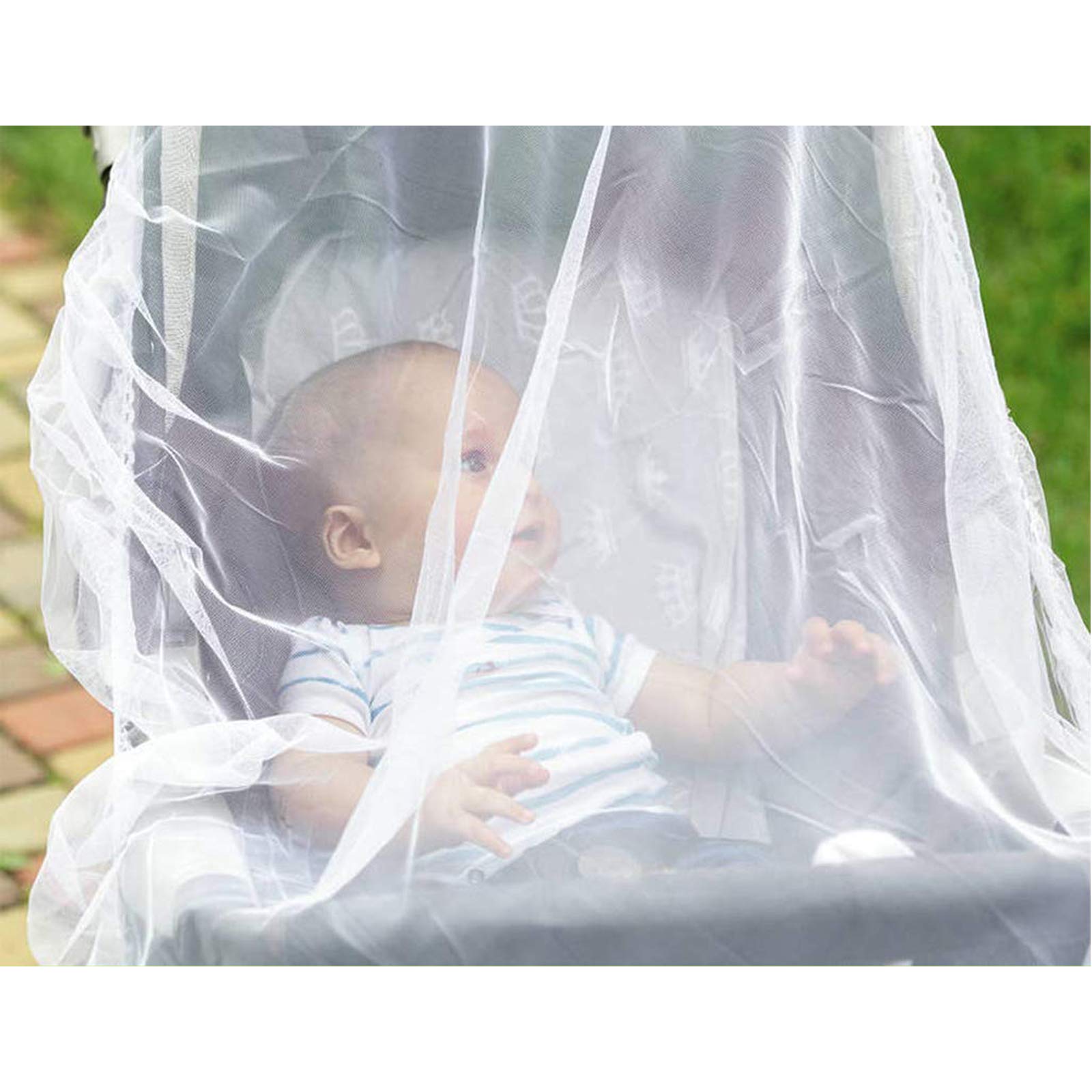 GDOOL 2 Pcs Mosquito Net for Baby Strollers Infant Carriers Car Seats Cradles (White + Blue)