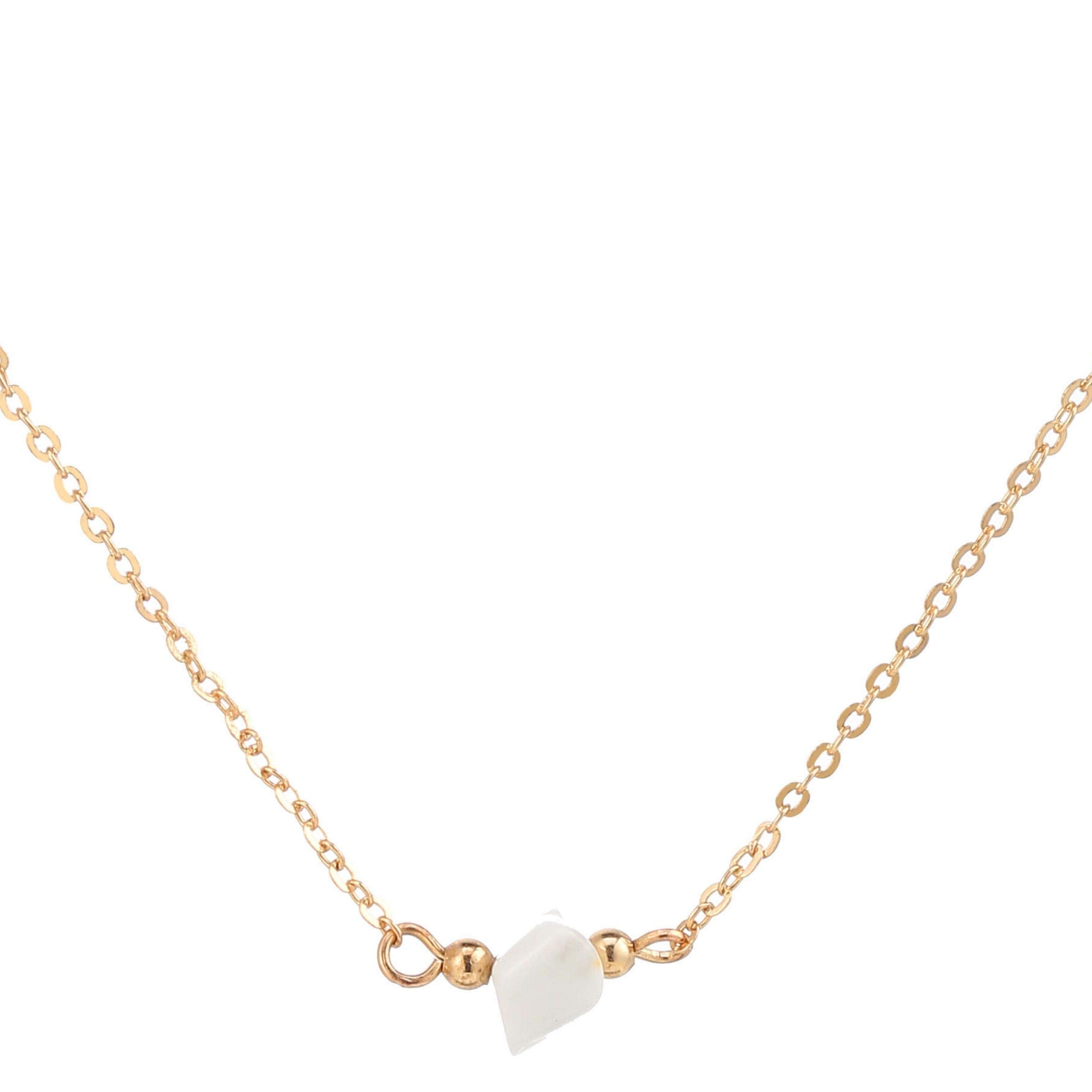 Handmade Howlite Crystal Necklace - Healing Gemstone Jewelry for Women - Ethically Sourced Chain Necklace with Authentic Healing Crystals - Gold Plated Copper Chain with Natural Stone - Gift for Her