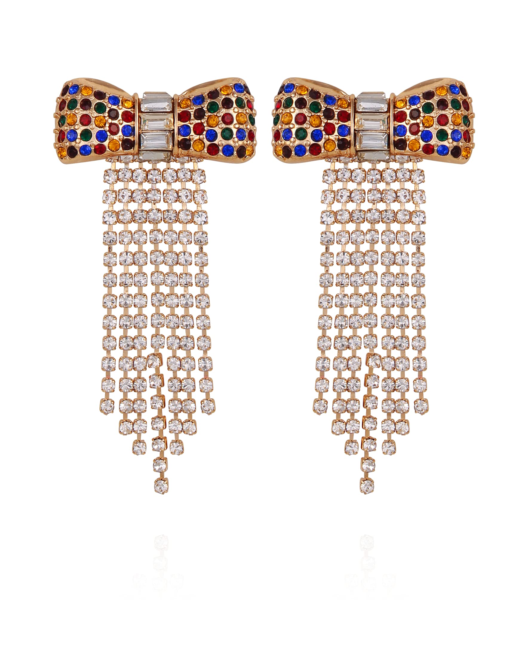 GUESS Goldtone Rainbow Bow Chandelier Drop Earrings