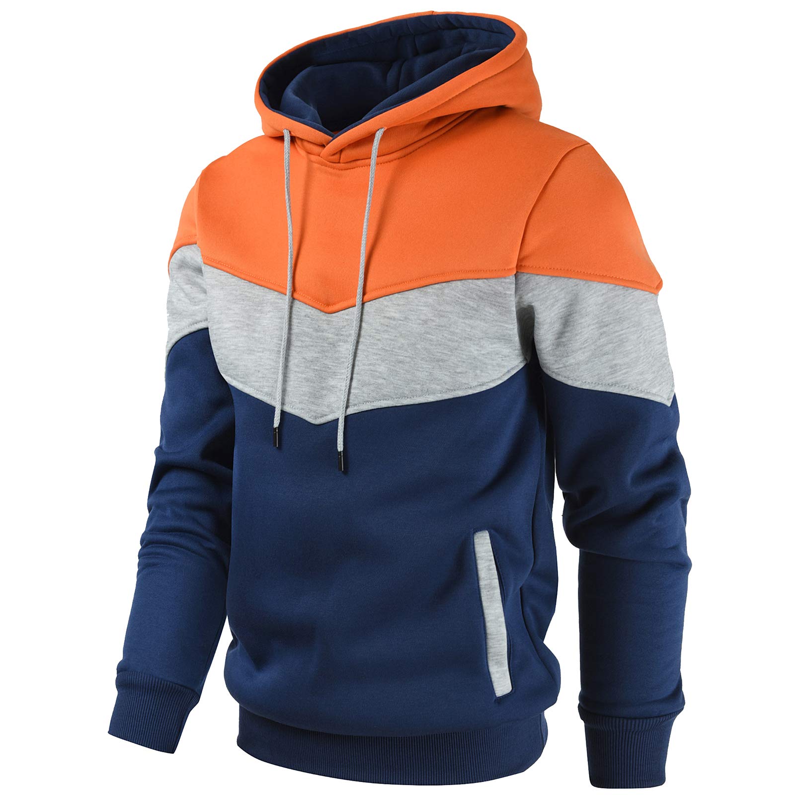 Gesean Men's and women's Novelty Color Block Pullover Fleece Hoodie Long Sleeve Casual Sweatshirt with Pocket