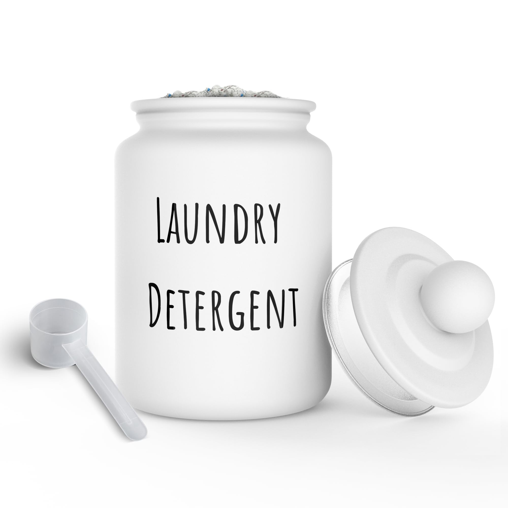 Glass Jar For Laundry Detergent, Powder Container Dispenser, Laundry Room Organization, Pods Storage Jar With Lid, Farmhouse Room Decor, Elegant and Convenient Storage Solution (black)
