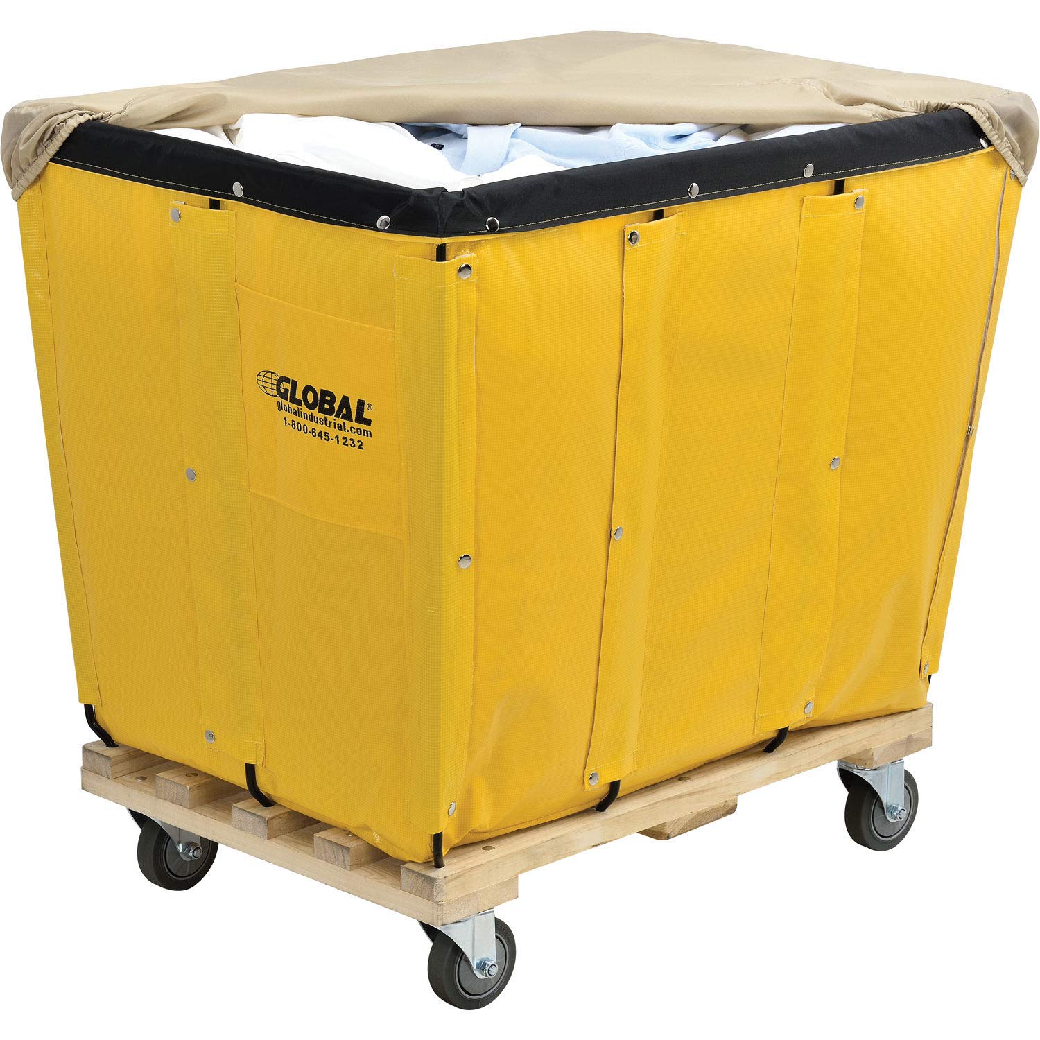 Global Industrial 12 Bushel, Yellow Vinyl Basket Bulk Truck, Unassembled, 36"L x 26"W x 33-1/2"H
