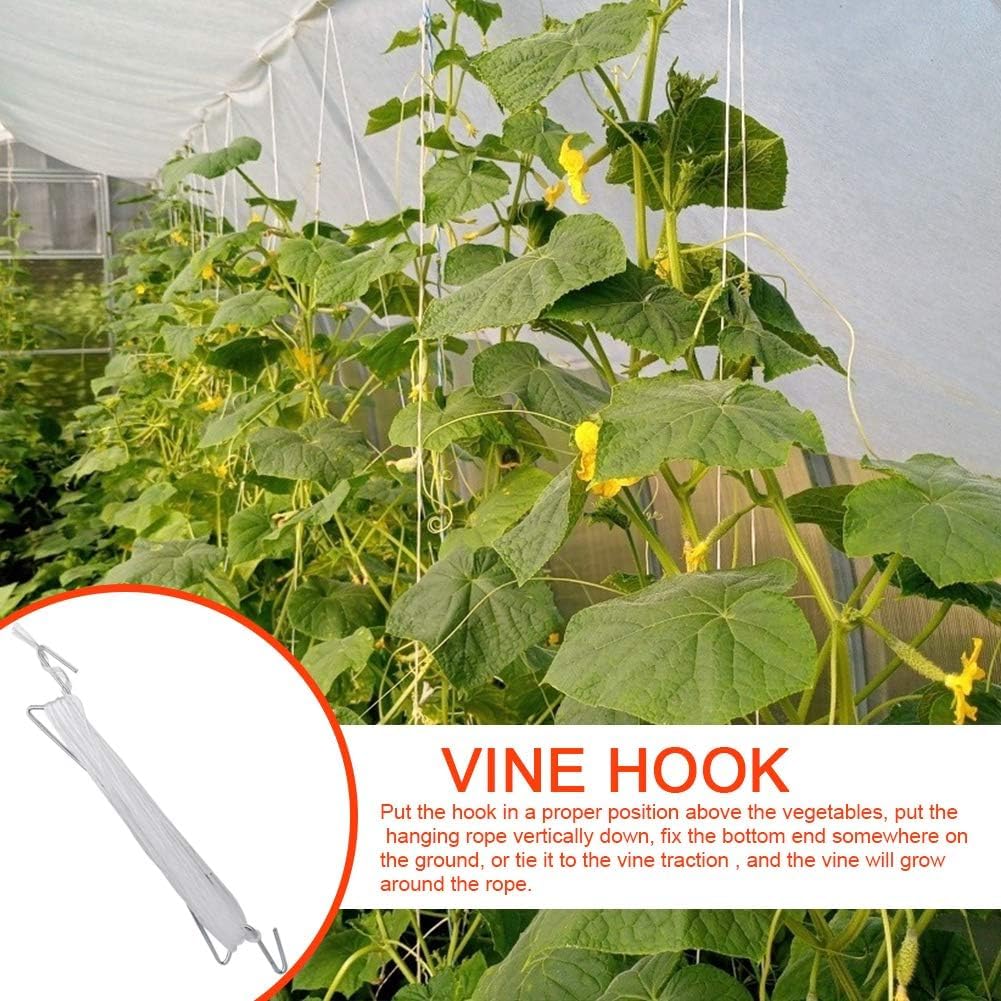 NMFIN 30PCS Tomato Support Hooks,Tomato Hooks with Twine 39ft,Support J Hook to Prevent Tomatoes from Pinching or Falling Off for Garden Flower Vegetable