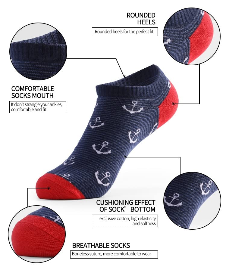 GPPZM 5 Pairs Men's Socks Summer Large Size Breathable Socks Cotton Shallow Mouth low-top Male Socks