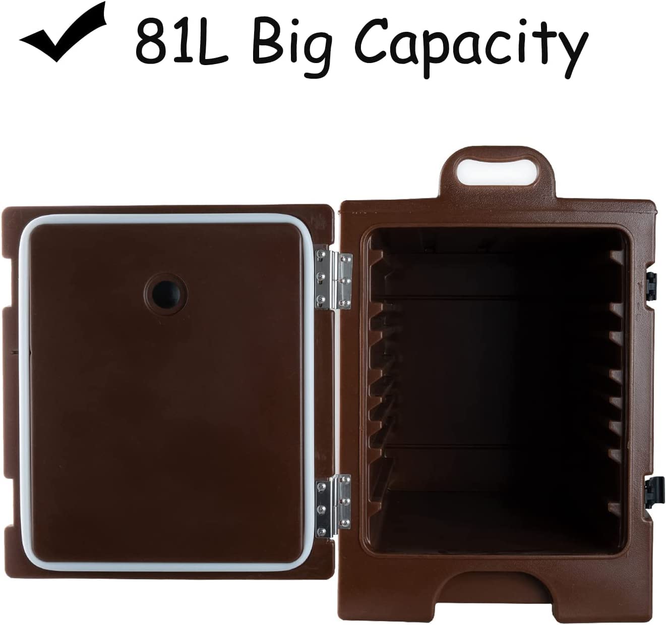 Luston Front-Loading Insulated Food Pan Carrier, 81 Quart Capacity, Brown,5 Full-Size Pan,Food-Grade LLDPE Material, Portable Food Warmer Transporter
