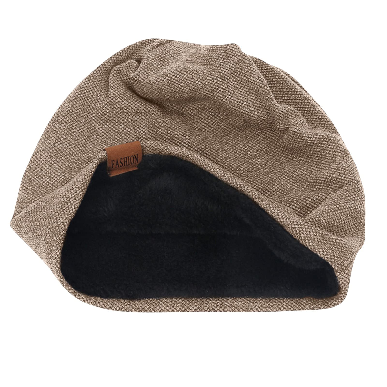 FUDERU Cotton Baggy Slouchy Hat Stretch Hip-Hop Warm Caps Unisex Lightweight Knitted Hats Headscarf for (Khaki-1, One Size)