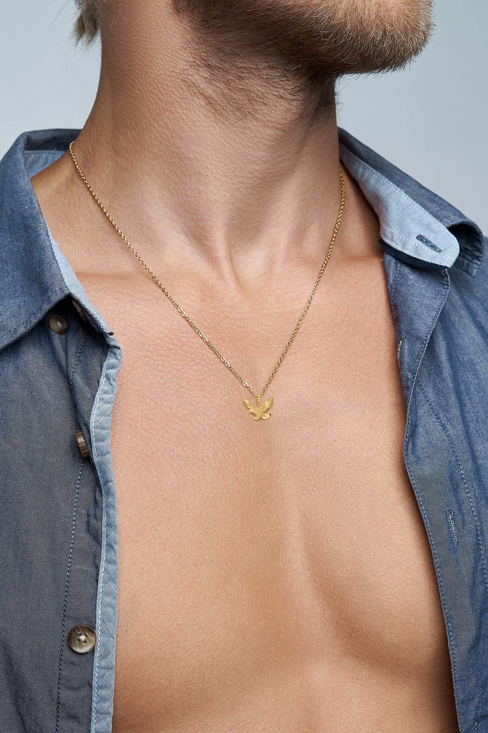 Generic 10k Real Solid Gold Dainty Eagle Pendant Symbol of Strength, Freedom, and Courage, Animal Jewelry, Yellow