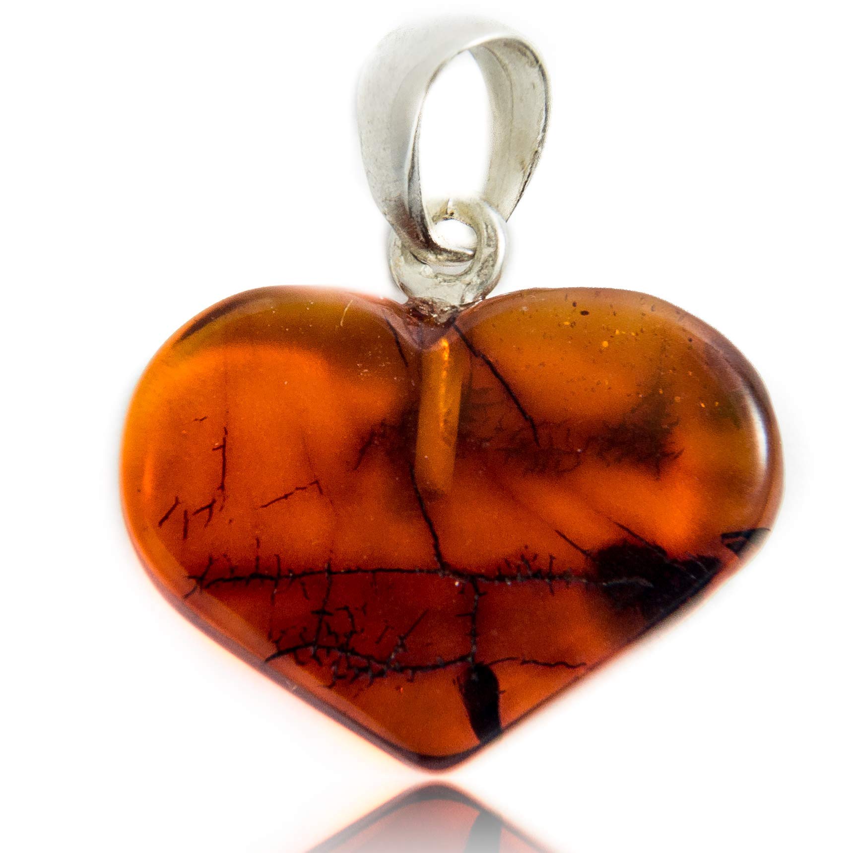 Generic Genuine Amber Necklace for Women, Handmade Baltic Polished Amber Pendant with Cord (Clear Cognac HEART) Clear,Amber