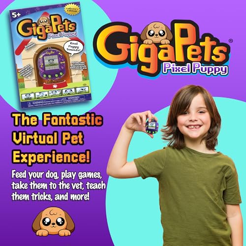 Giga Pet Virtual Pet for Kids Ages 5 and Up, 90s Throwback, 2-in-1 T-Rex Dinosaur | Upgraded Collector’s Edition | Kids Learn to Take Care of a Pet
