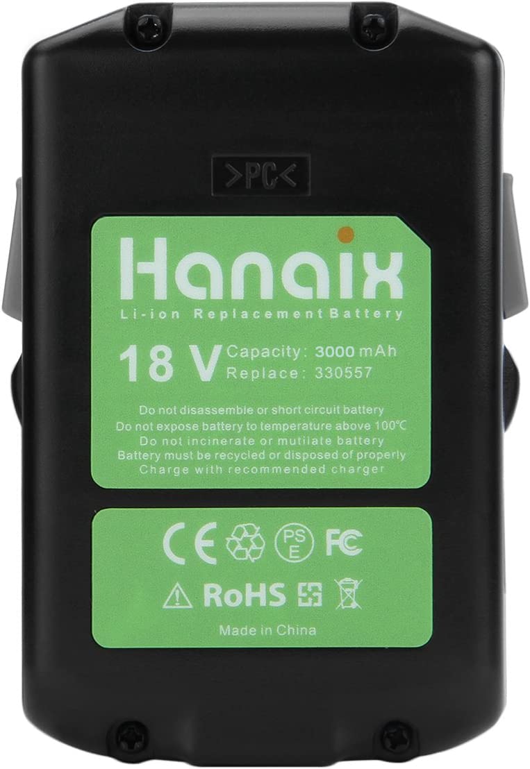 Hanaix 3.0Ah 18V Battery for Hitachi BSL1815X BSL1815S BSL1830 BSL1830C 330139 330557 339782 Li-ion Replacement Battery Slide Style