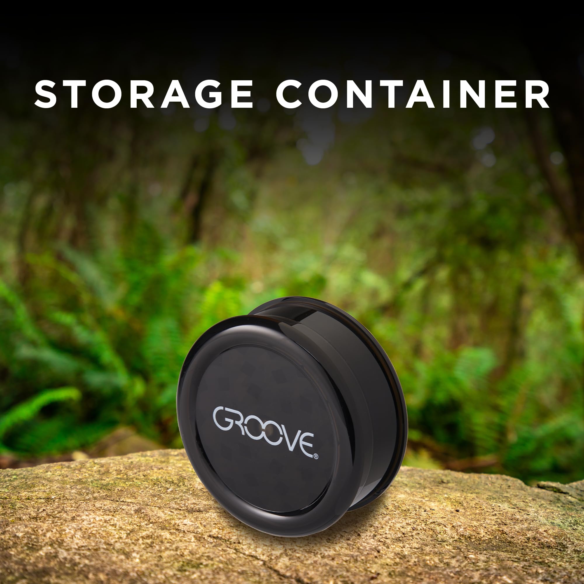 GROOVE Premium Herb Grinder - 2-Piece Acrylic Herb Grinder with Integrated Storage Compartment and Magnetic Closure β Ultra-Sharp Teeth for Smooth Grinding β BPA-Free (Black)