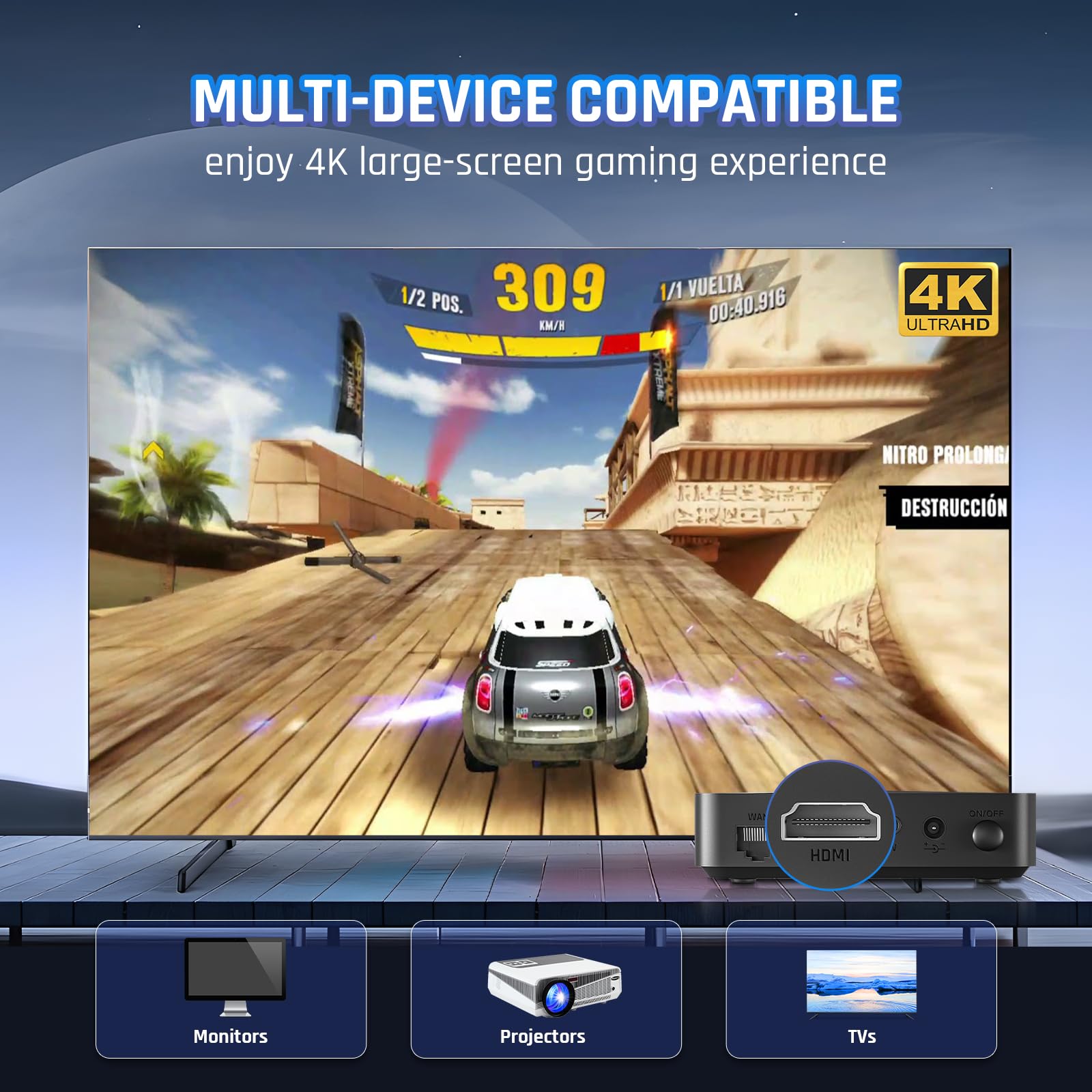 Kinhank Super Console X2 Built-in 82,000+ Classic Games,64G Retro Gaming Consoles Compatible with 60+ emulators, S902X2 Chip, Android TV 9.0&Emuelec 4.5 Systems in One, 2 Controllers