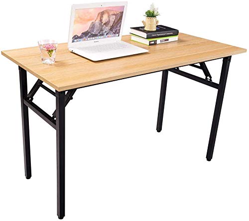 Haobase Folding Computer Foldable Writing and Study Table for Home and Office Workstations, Teak and Black (40" X 20" X 30 ")