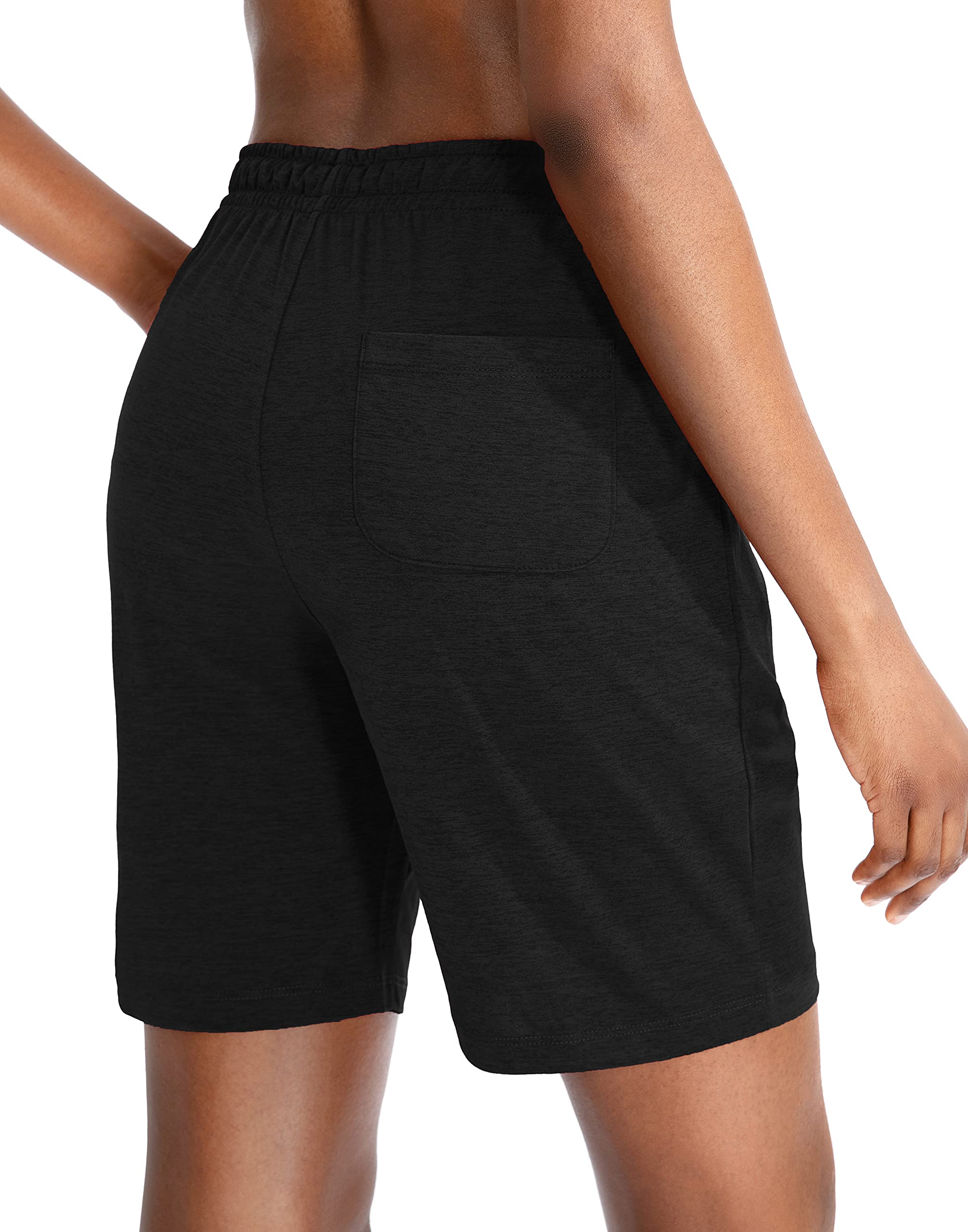 G Gradual Women's Bermuda Shorts Jersey Shorts with Deep Pockets 7" Long Shorts for Women Lounge Walking Athletic (Black, X-Large)
