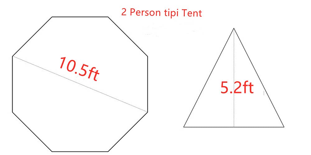 Genma0 Ultralight 2 Person Tipi Hot Tent with Fire Retardant Stove Jack for Flue Pipes with 2 Doors Brown Green (Brown-Green)
