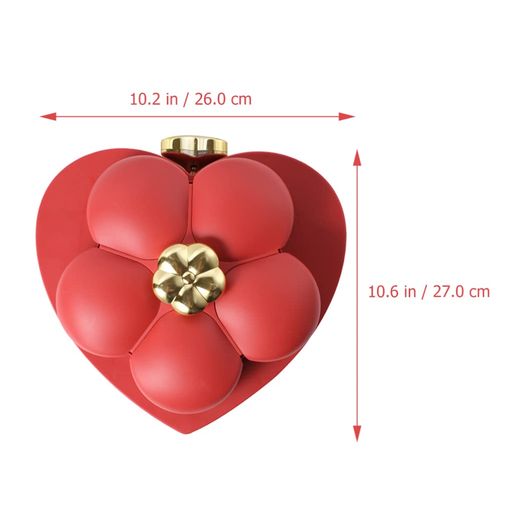 Homoyoyo Rotating Candy Box Heart Shape Snack Storage Tray 10 Compartments Party Serving Platter Candy Nut Dish Dried Fruit Plate Food Storage Organizer for Home Red