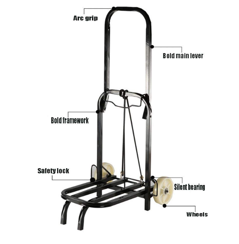 JF-XUAN Cart Folding Hand Truck with Luggage Shopping Trolley,Carts with Extendable,Durable Portable Folding Telescopic Handle Aluminum Alloy Cart