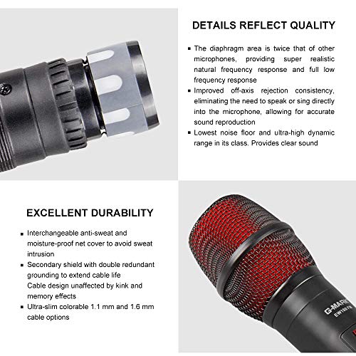 G-MARK Wireless Microphone, Dual Professional UHF Cordless Dynamic Mic Handheld Microphone System for Home Karaoke, Meeting, Party, Church, DJ, Wedding, Home KTV Set, 200ft(EW100)