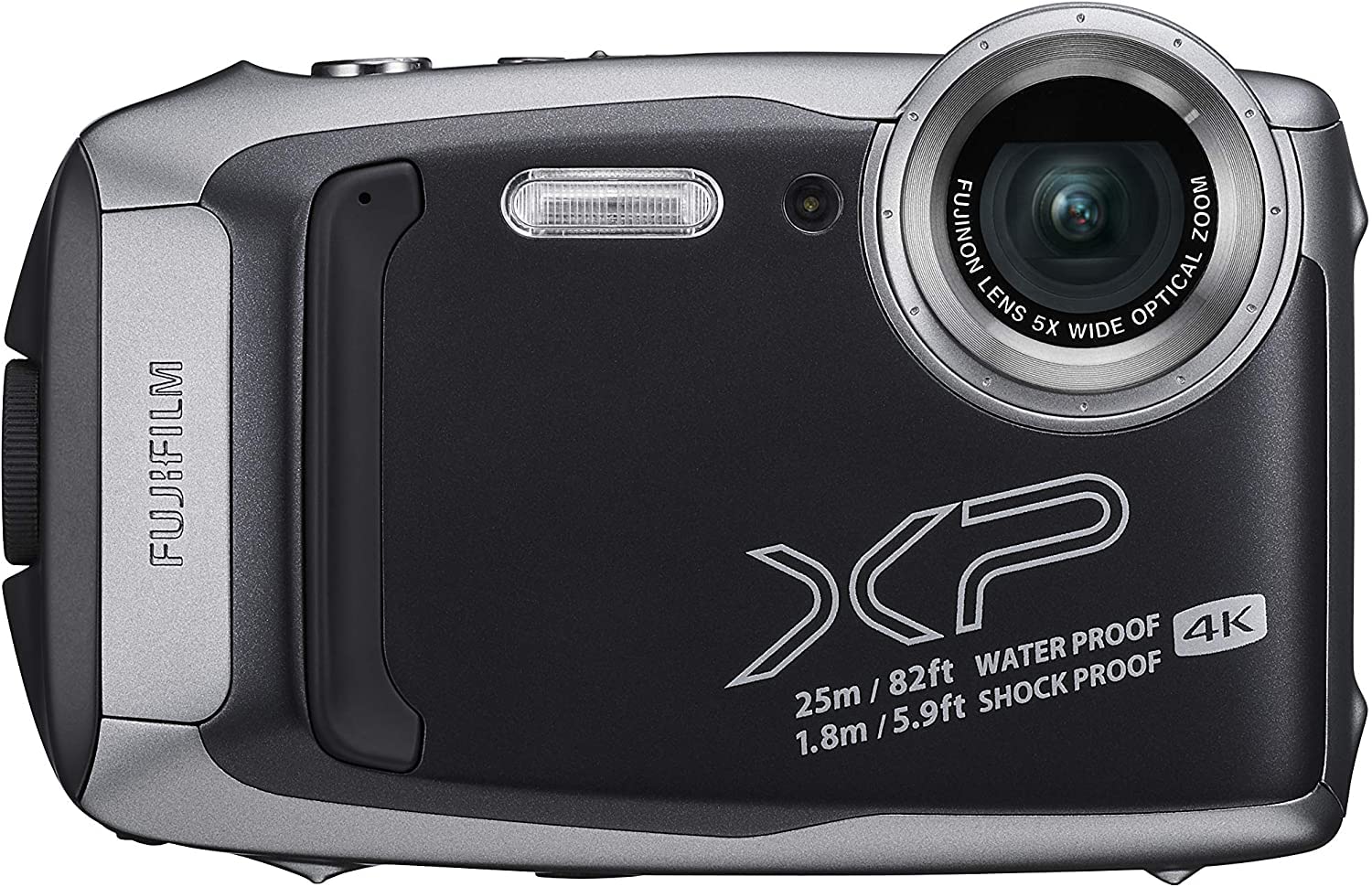 Fujifilm FinePix XP140 Waterproof Digital Camera (Dark Silver) Accessory Bundle with 64GB SD Card + Small Camera Case + Extra Battery + Battery Charger + Floating Strap + More