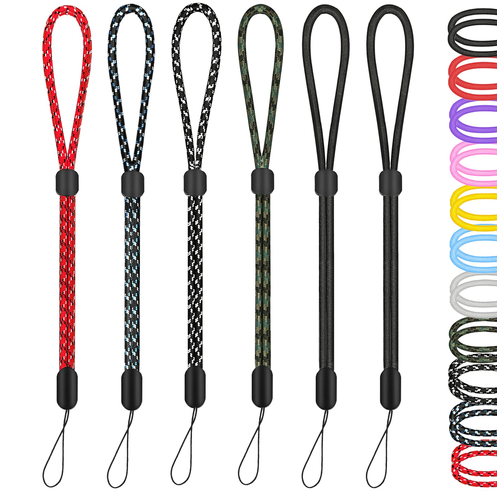 Hand Wrist Strap Lanyard, 6 Pack 8inch Adjustable Nylon Wristlet Straps Keychain String for Cell Phone Case Holder, AirPods Pro 2 2022, Camera, Key, GoPro, USB Drive, Ski Glove (Multi-Color)