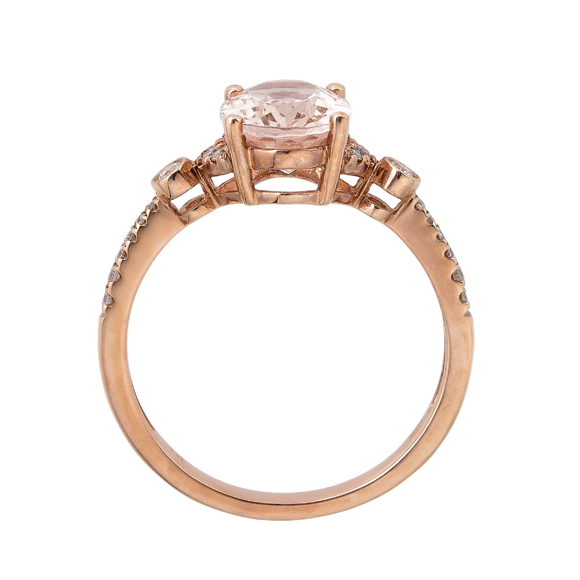 Gin & Grace 10K Rose Gold Natural Diamond (I1,I2) & Genuine Morganite Engagement Promise Propose Promise Ring for Women