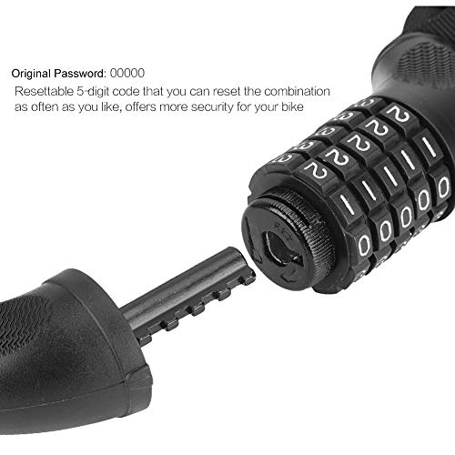 Hosi Bike Security Lock, Resettable Impact Resistant PE Shell Black Steel Chain Bicycle Coded Lock for School