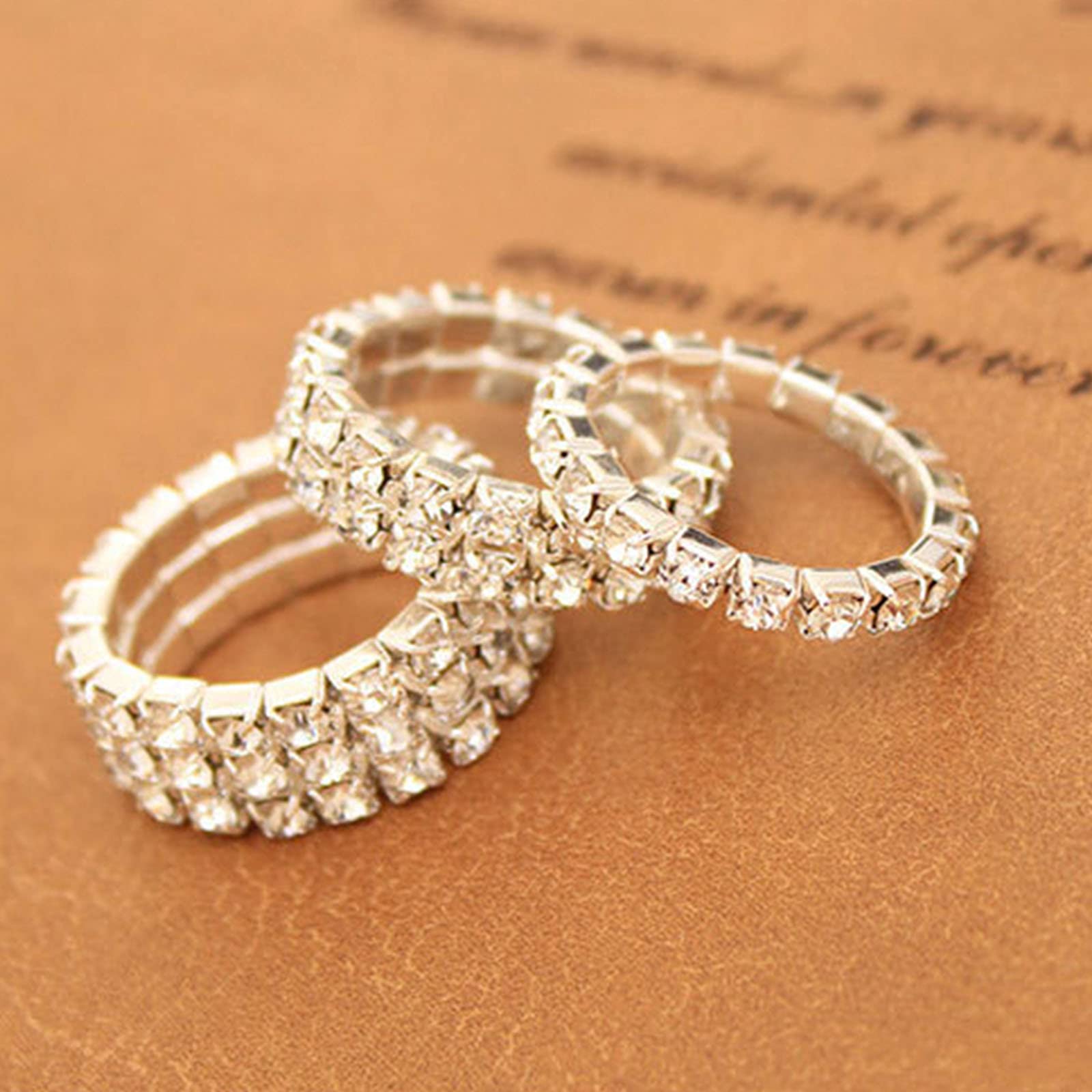 HLIN 12 Pcs Elastic Crystal Toe Ring Silver Rhinestone Accessories Body Jewelry