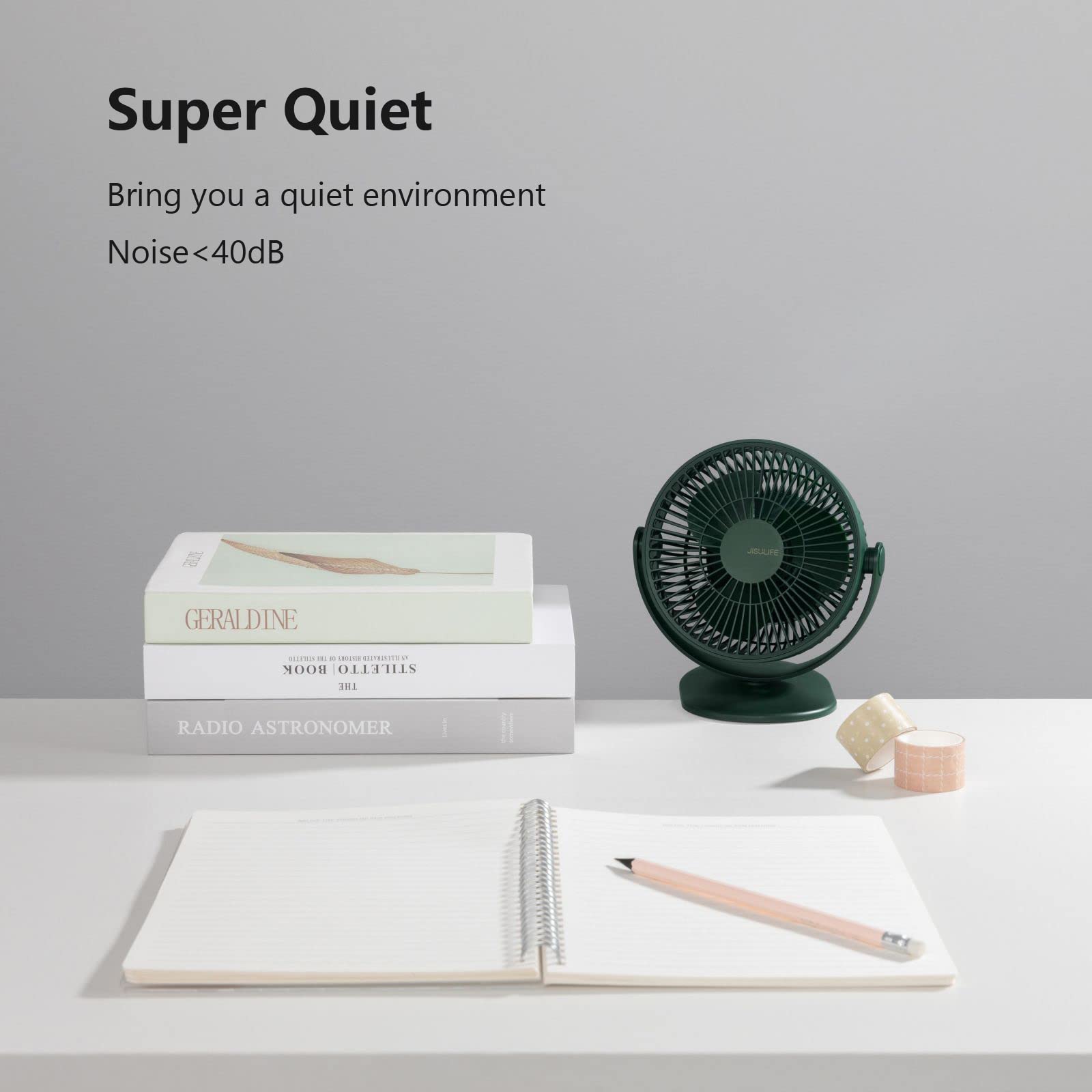 JISULIFE Clip on Desk Fan, Small USB Plug in Fan, 4 Speed Modes, Personal Cooling Table Fan with Strong Wind, Ultra Quiet, Sturdy Clamp Mini Fan for Office Home Dorm Bedroom- Green