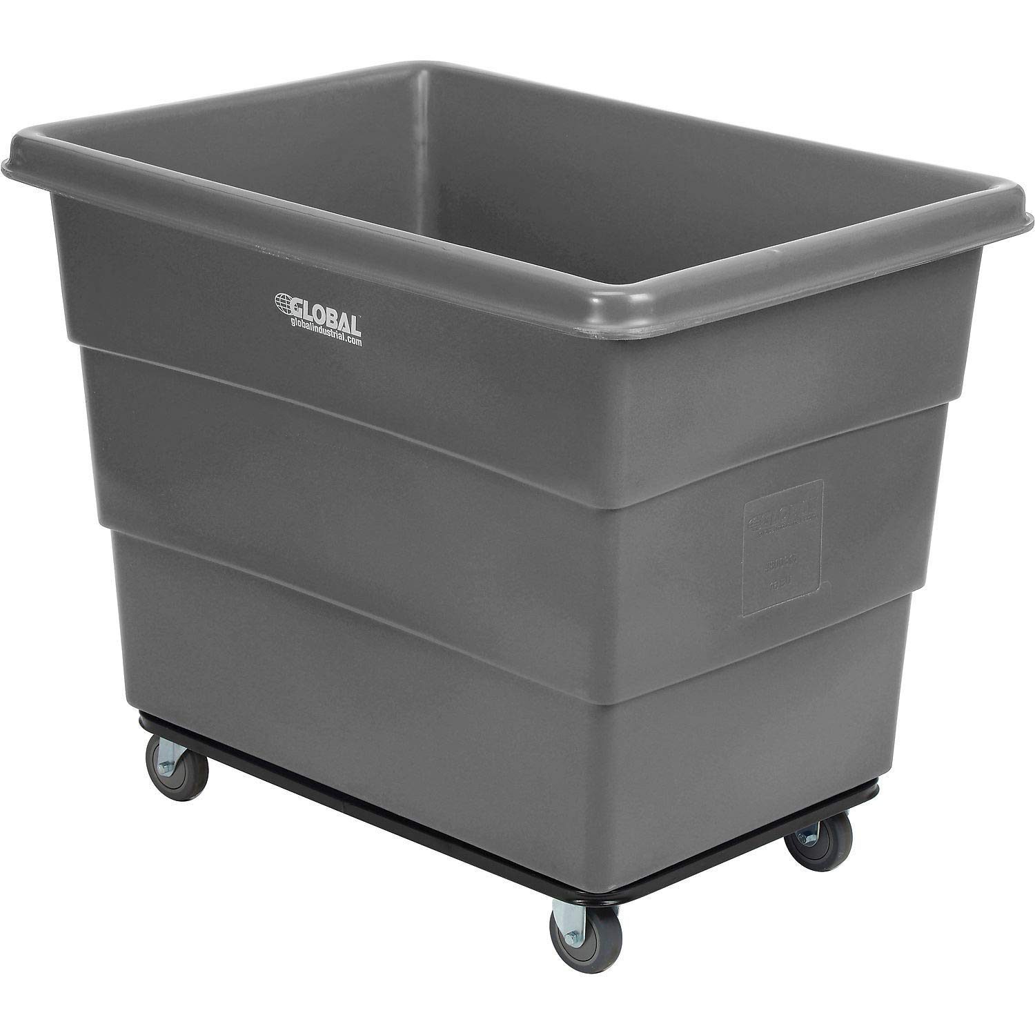 Global Industrial 16 Bushel Plastic Bulk Box Truck, Steel Chassis Base, Gray, 42-3/5"L x 30" W x 35-3/5"H