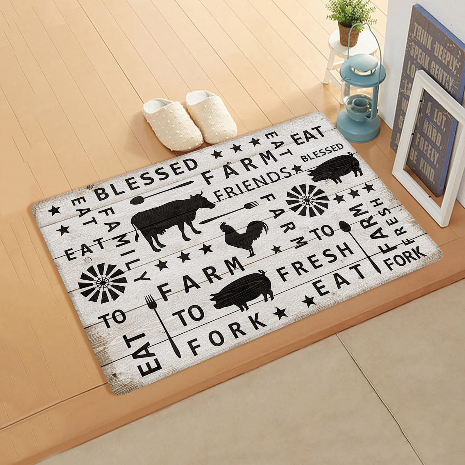 Jolunifun Vintage Farm Animal Home Antifatigue Kitchen Bath Door Mat Cushioned Runner Rug, Washable Welcome Floor Sink Mat, Waterproof & Non-Slip Comfort Standing Doormat for Kitchen, 18"x30"