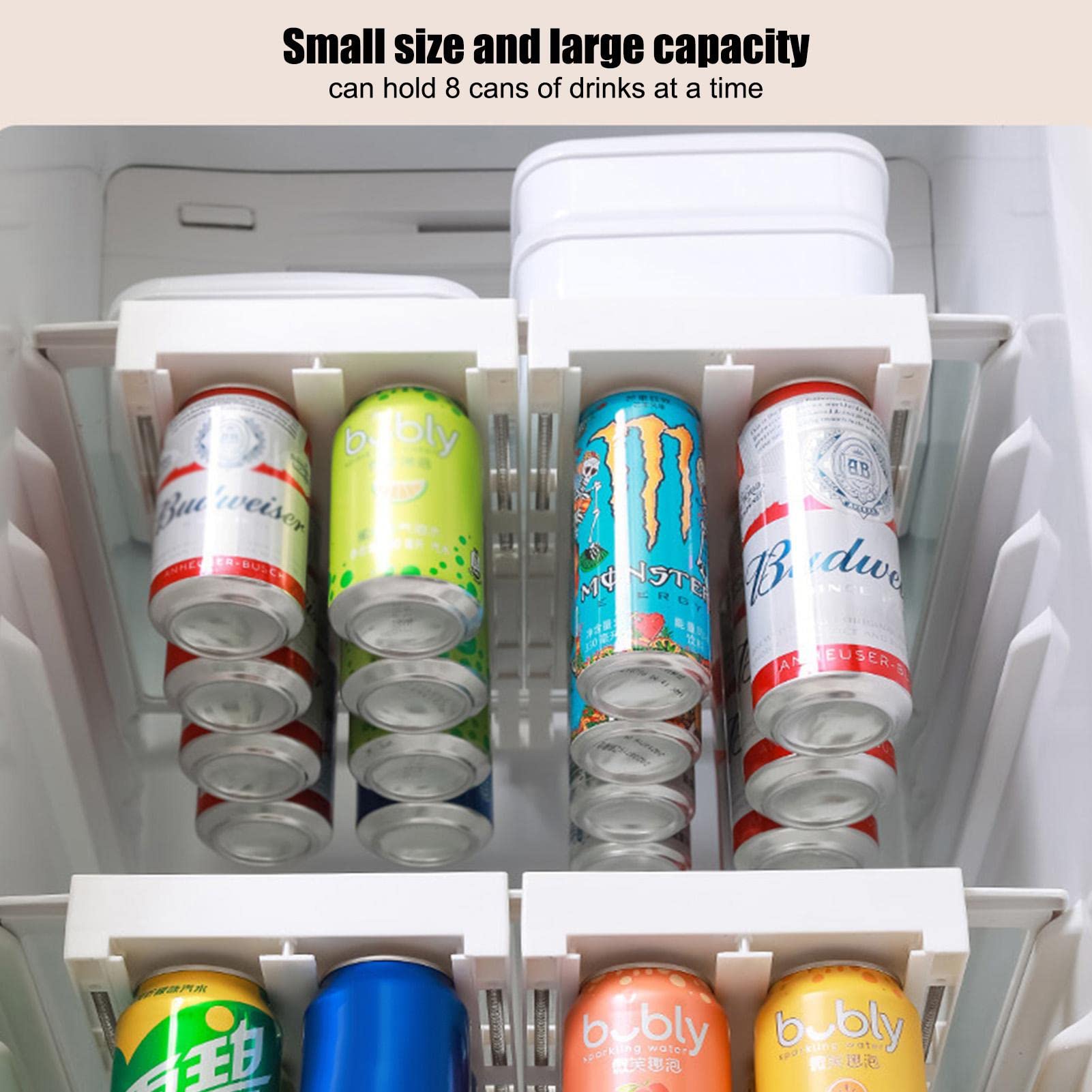 Hanging Soda Organizer, Hanging Can Storage, Adjustable Fridge Organizer Can Dispenser, Save 50 of Refrigerator Space, Fit for Pantry, Freezer, Kitchen, Beverage Holder
