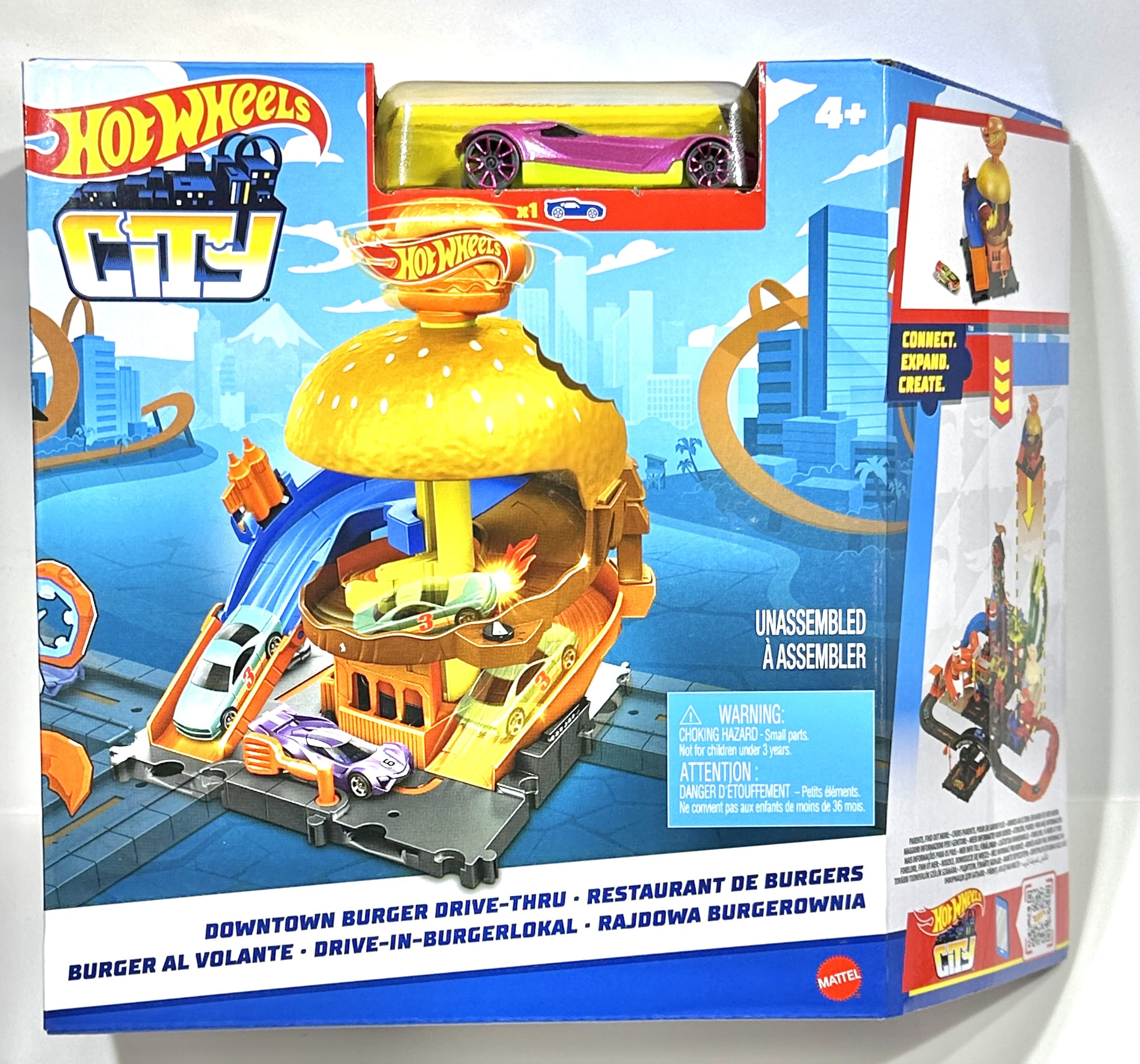 Hot Wheels 2023 - Downtown Burger Drive-Thru - City - Connectable Playset - Ships Bubble Wrapped in a Box with Fill