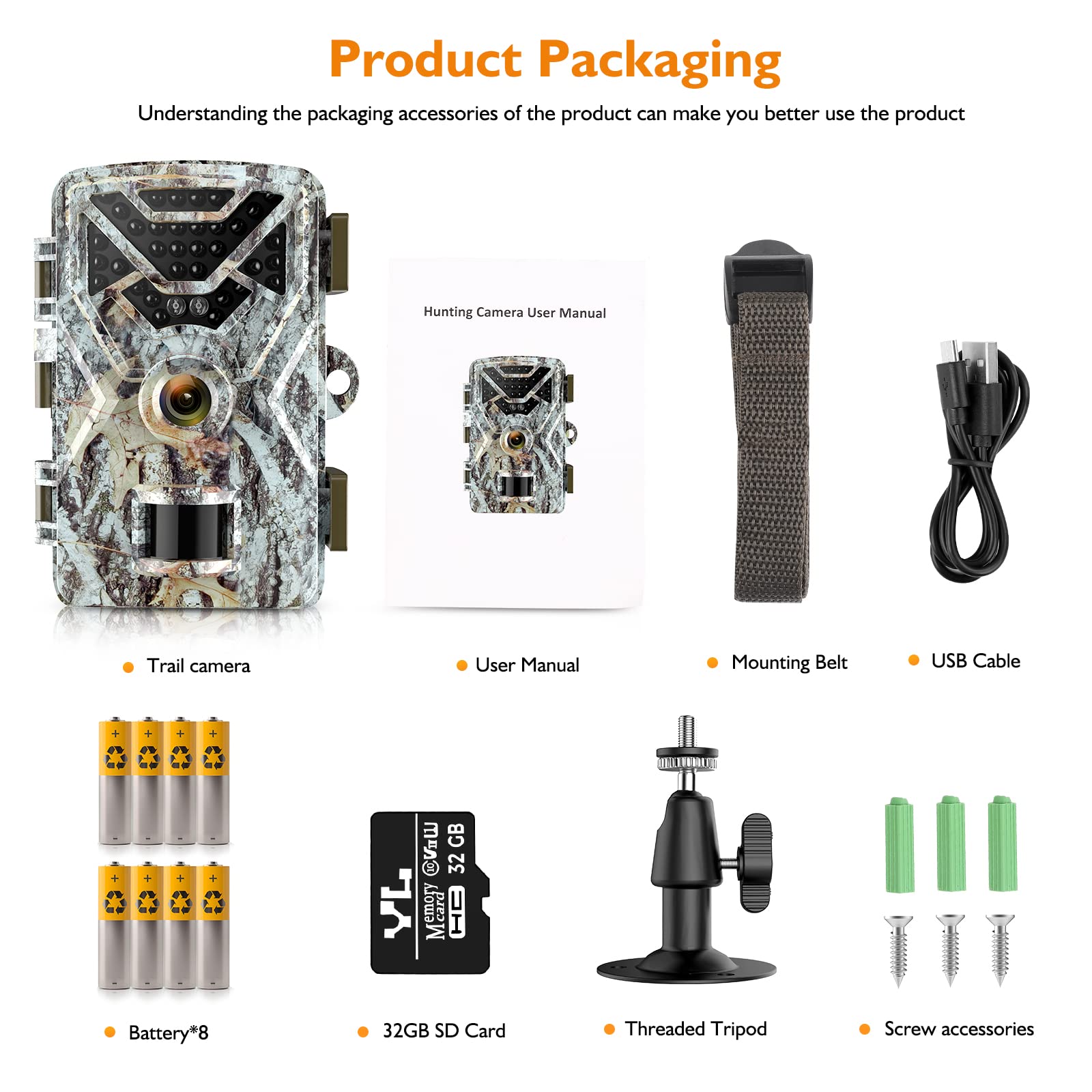 Hawkray Trail Camera 30MP 2K,Game Camera with Wide-Angle Motion Latest Sensor View 0.2s Trigger Speed 8 Batteries and 32GB SD Card 2'' HD TFT Screen Waterproof Cam for Wildlife Monitoring