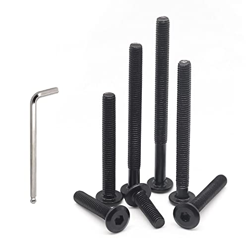 M6 x 40 mm Flat Head Hex Socket Cap Screws Bolts with Allen Wrench, Connector Bolts Screws for Crib, Chairs, and Bed Hardware Replacement,15pcs