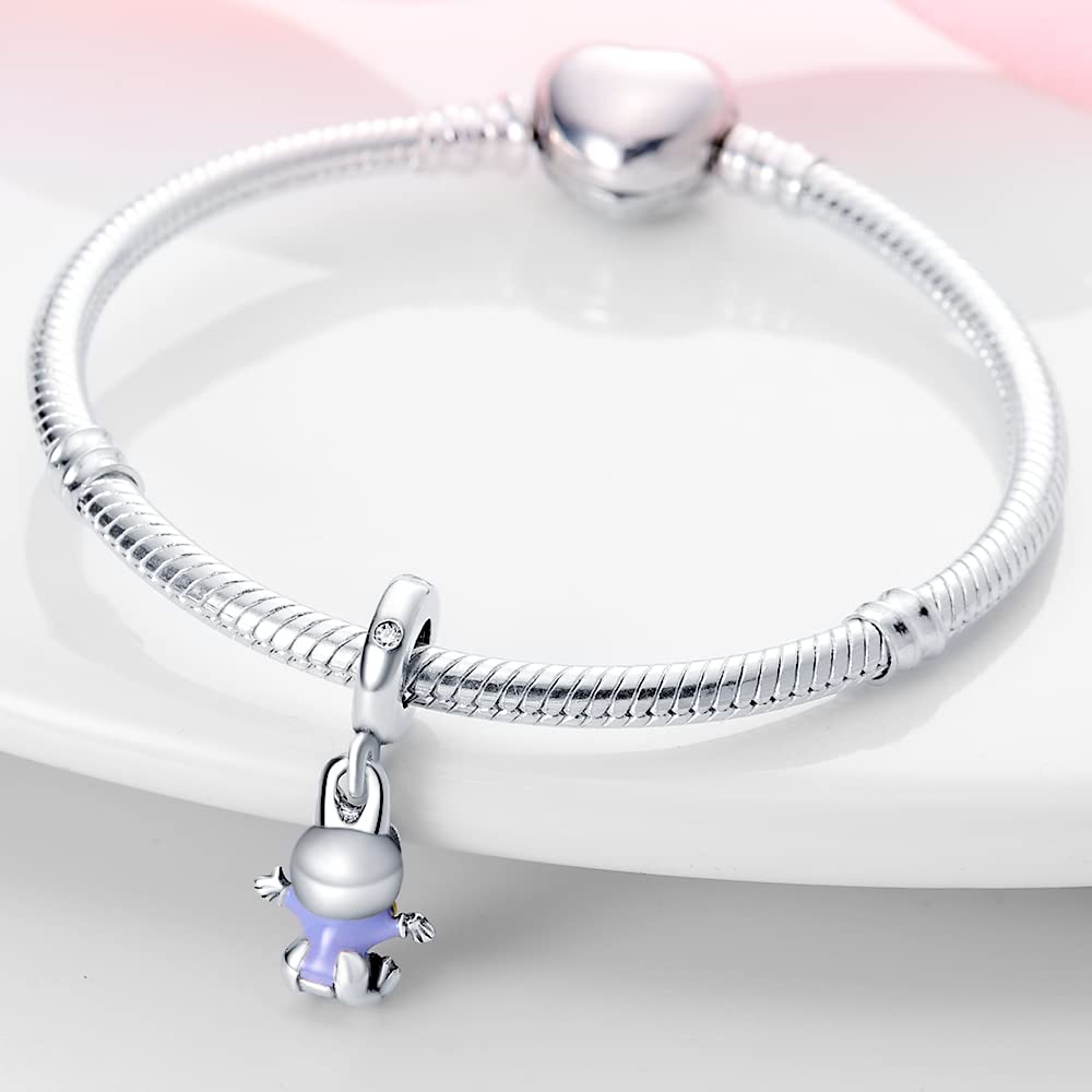 HappyStar 925 Sterling Silver Charms for Bracelets and Necklaces,Combination Dangle Pendants Beads Charms Jewelry Gift for Couples Sisters.(With Spacer Beads)