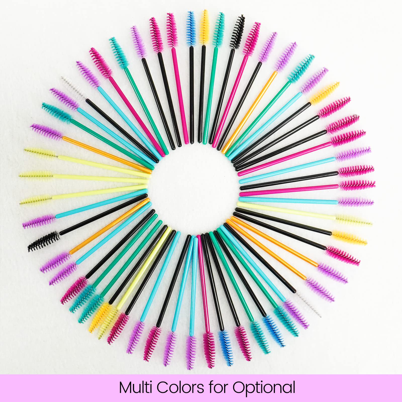 GreenLife 50 pcs Multicolor Disposable Eyelash Brush Mascara Wands Applicator (Black-Black)