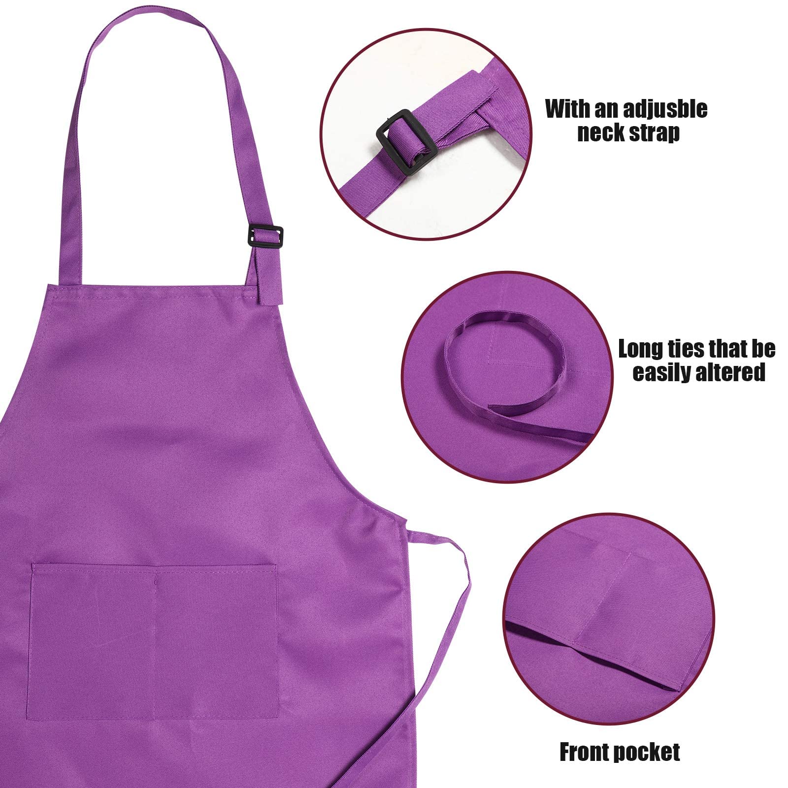 HARBOLLE 15 Pcs Kids Aprons with 2 Pockets for Boys and Girls Adjustable Kitchen Painting Aprons Bulk for Children 6-13 Multicolor
