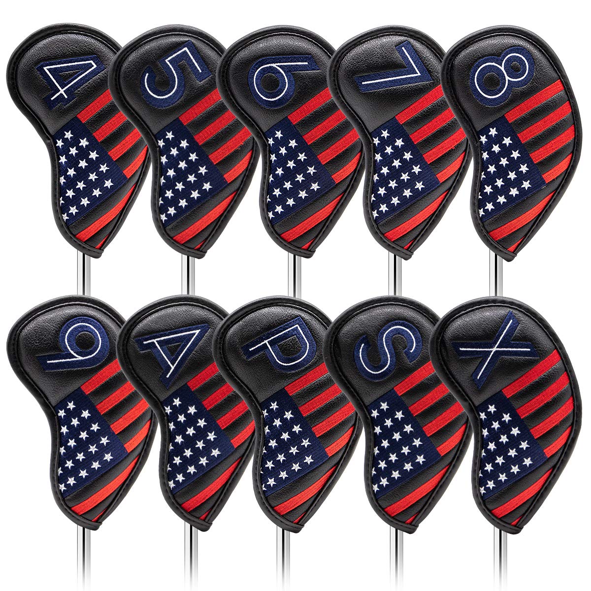Golf Iron Head Covers Set 10pcs/Set Golf Iron Wedge Head Covers Aliennana Headcover American Elegant Embroidery Premium Leather Headcovers