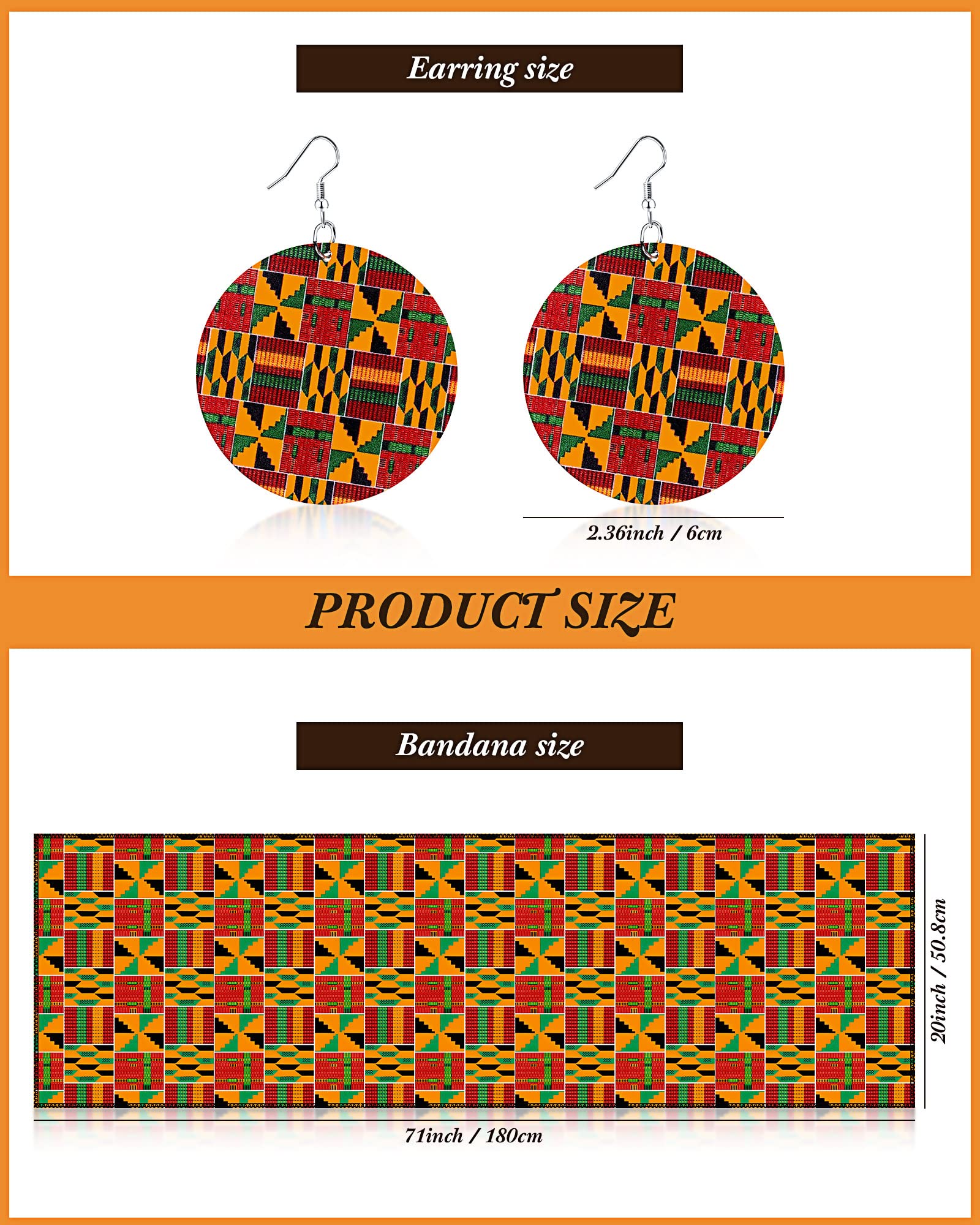Haysandy 3 Pcs Women African Ankara Print Traditional Costume Set Long Maxi Dress Headwraps Scarf Drop Dangle Earrings(X-Large)