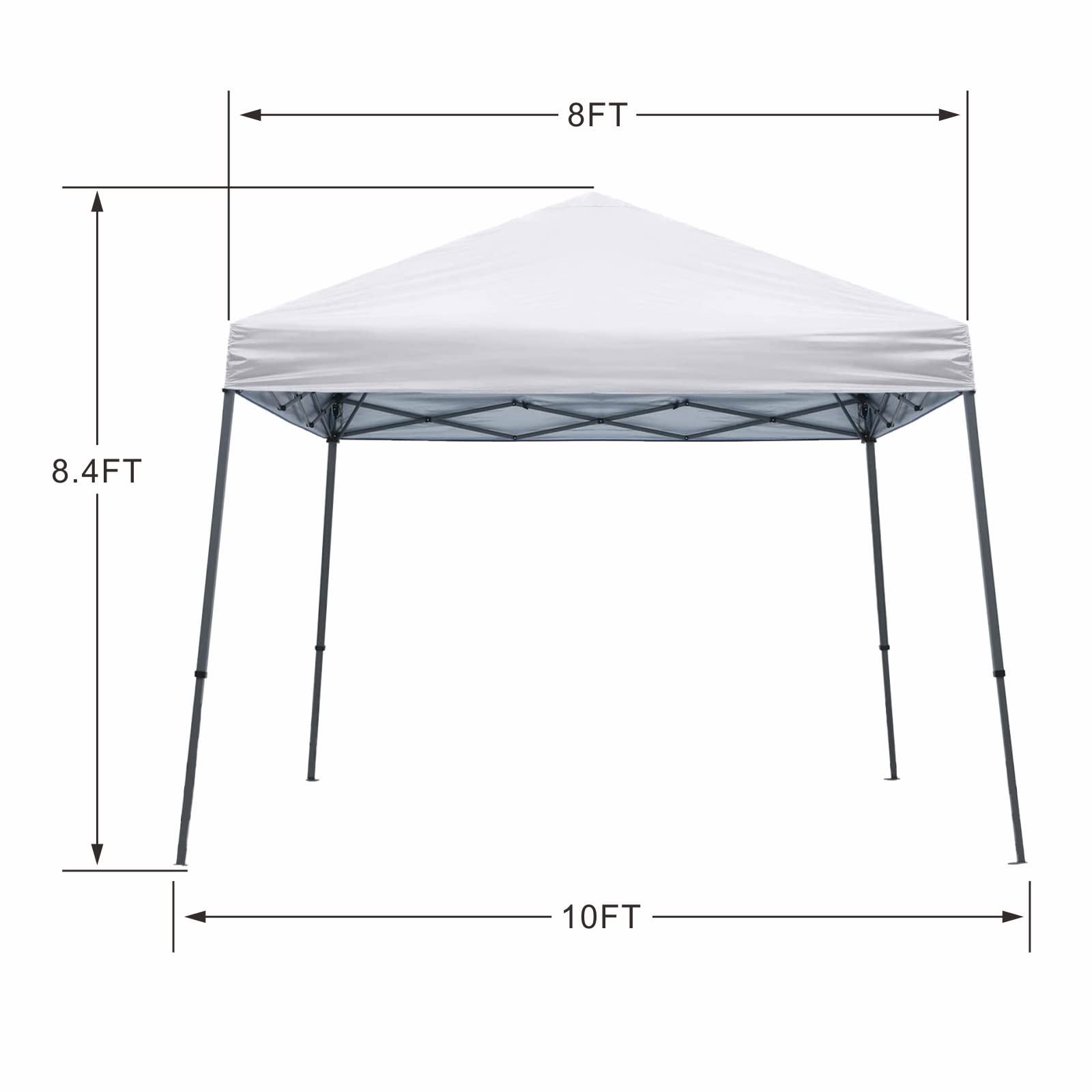 Ifwind 8X8 FT Pop Up Canopy Tent, Outdoor Instant Slant Legs Sun Shelter with Carrying Bag Portable for Patio Deck Garden and Beach(White)