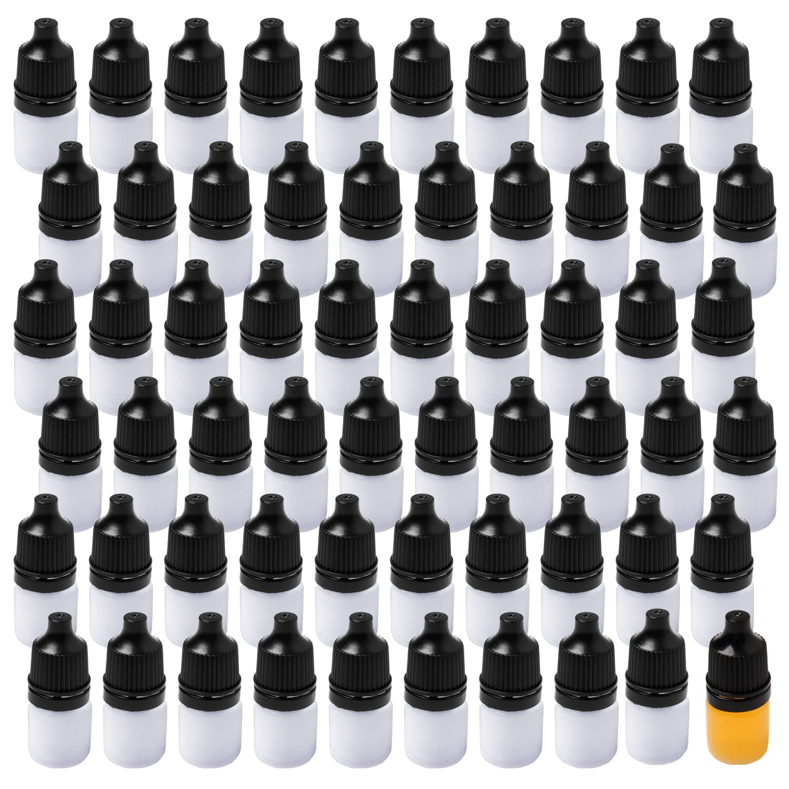 Ira Pollitt 60PCS 2ml Plastic Empty Dropper Bottles Squeezable Eyedrops Dropping Bottle Liquid Dropper with Black Cap for Home and Travel