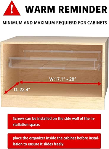 GEDLIRE Expandable Pull Out Cabinet Organizer 2 Pack, Heavy Duty Slide Out Pantry Storage Shelves, Sliding Drawer Organizer Rack for Kitchen Cabinets, Under Sink, Home, 17.1"-28" W x 22.4" D