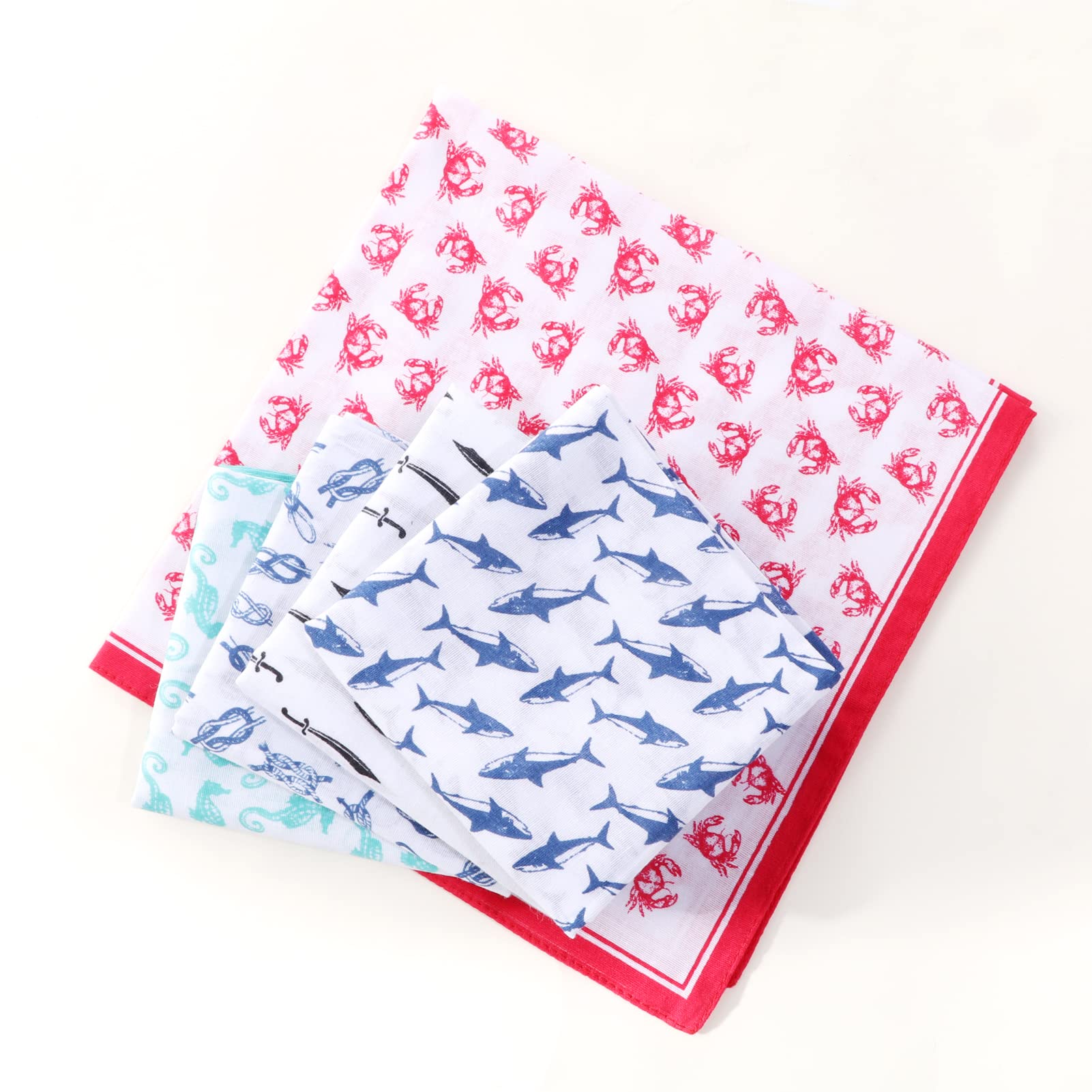 HOULIFE Women Cotton Handkerchiefs, 5/10 Pieces Soft Ladies Handkerchieves Assorted with Cartoon Pattern 15.7 x 15.7β (Mixed-5pcs)