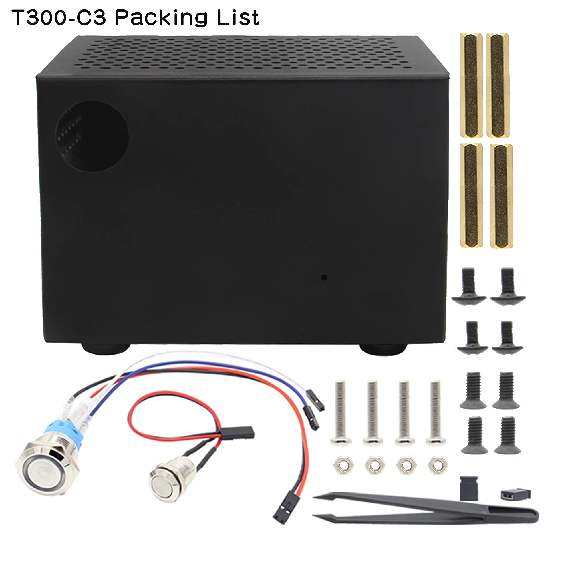 Geekworm T300-C3 Metal Case with Power & Reset Switch Compatible with Jetson Nano A02/B01/2GB and T300 2.5 inch SATA SSD/HDD Shield